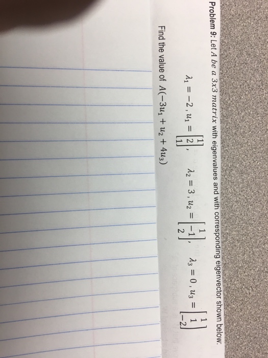 Solved Let A be a 3x3 matrix with eigenvalues and with | Chegg.com