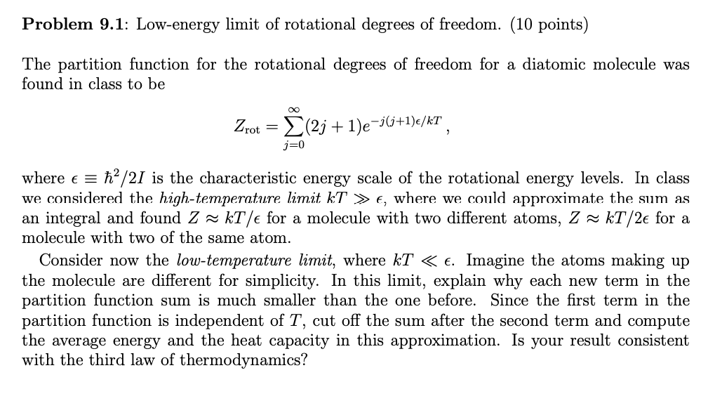 Solved Problem 9.1: Low-energy limit of rotational degrees | Chegg.com