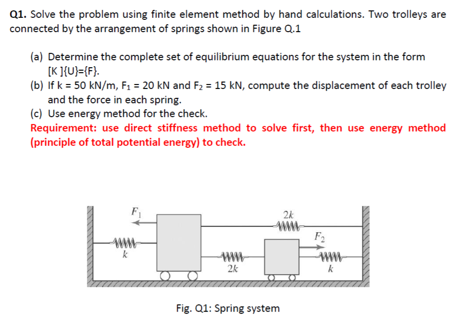Solved Q1 Solve The Problem Using Finite Element Method By 