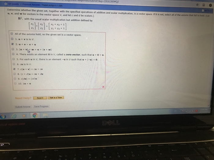 Solved 19162205 Q2 Determine whether the given set, together | Chegg.com