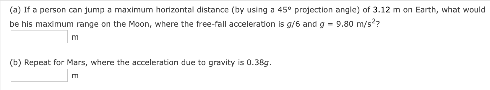 Solved (a) If a person can jump a maximum horizontal | Chegg.com