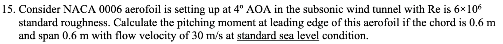 Solved 15. Consider NACA 0006 aerofoil is setting up at | Chegg.com