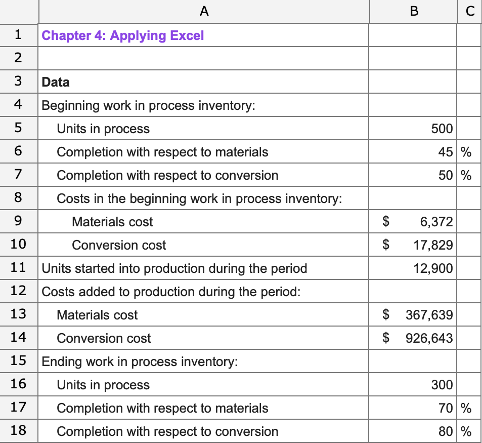 Solved Chapter 4: Applying Excel: Exercise (Part 2 of | Chegg.com
