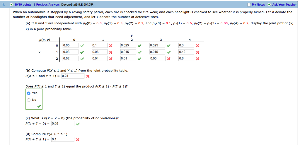 Solved 1. 10/19 points | Previous Answers DevoreStat9 | Chegg.com