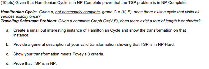 Solved (10 pts) Given that Hamiltonian Cycle is in | Chegg.com