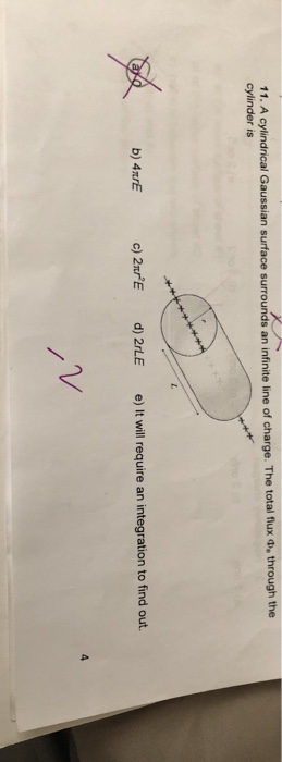 Solved 11. A cylindrical Gaussian surface surrounds an | Chegg.com