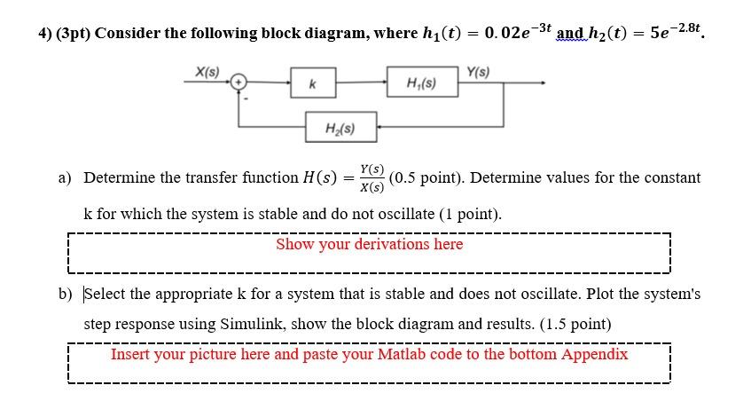 Solved 4) (3pt) Consider the following block diagram, where | Chegg.com