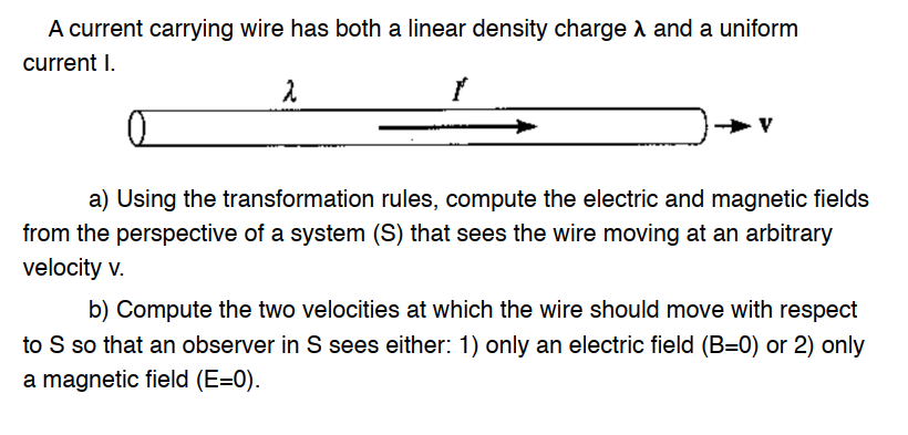 Solved A current carrying wire has both a linear density | Chegg.com