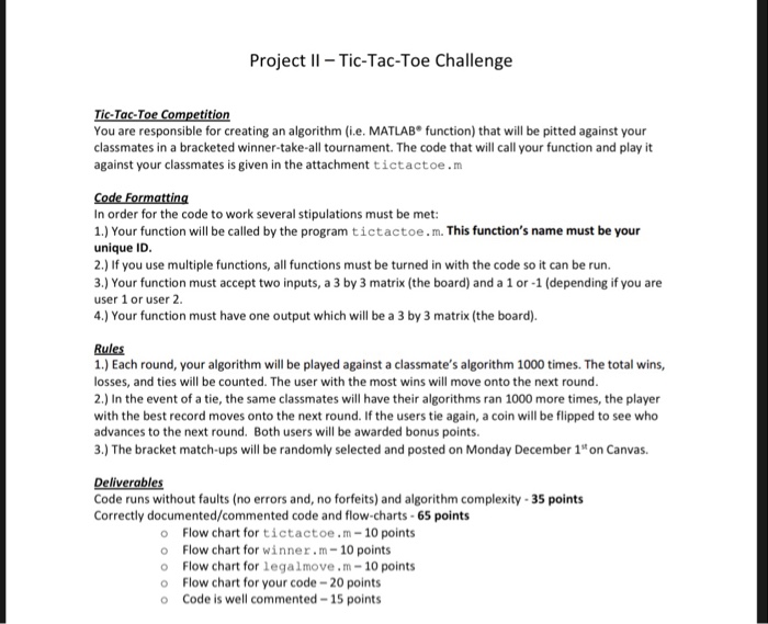 Project l Tic-Tac-Toe Challenge You are responsible | Chegg.com