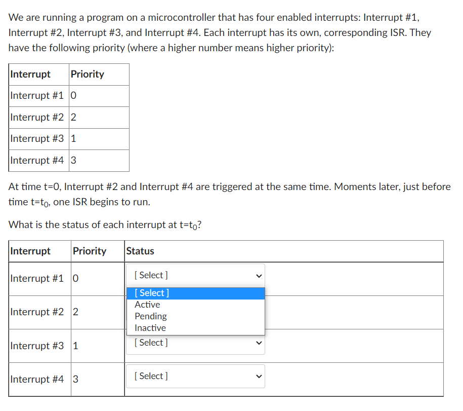 Solved We are running a program on a microcontroller that | Chegg.com