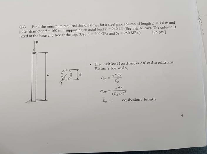 Solved Find the minimum required thickness tmin for a steel | Chegg.com
