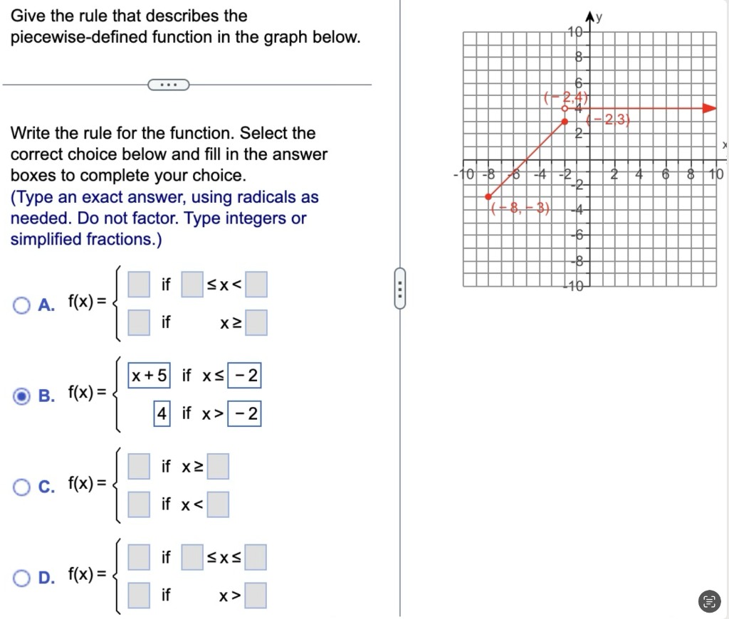Solved Give the rule that describes the piecewise-defined | Chegg.com