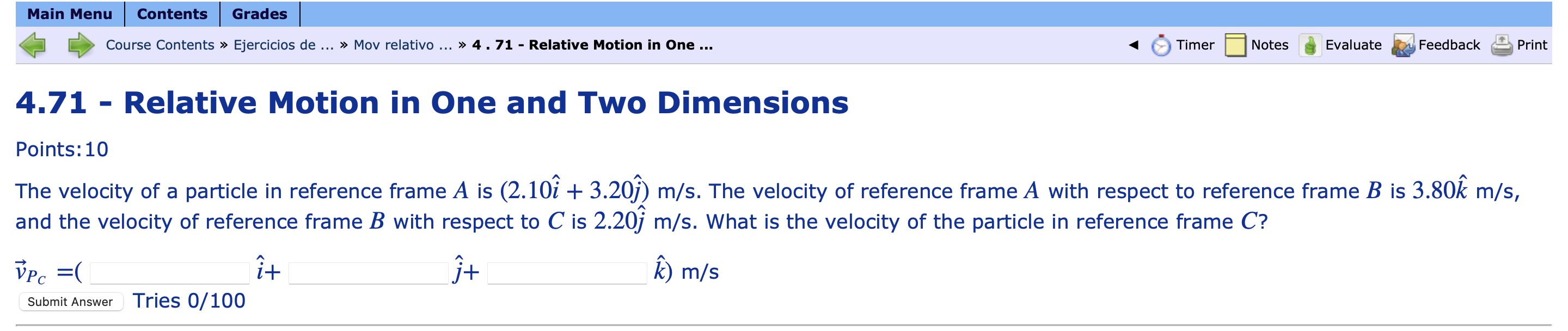 Solved The velocity of a particle in reference frame A is | Chegg.com