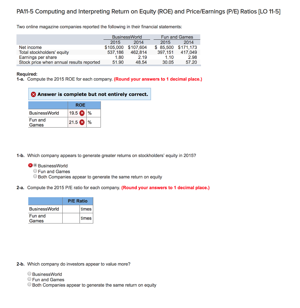Solved PA11-5 Computing and Interpreting Return on Equity | Chegg.com