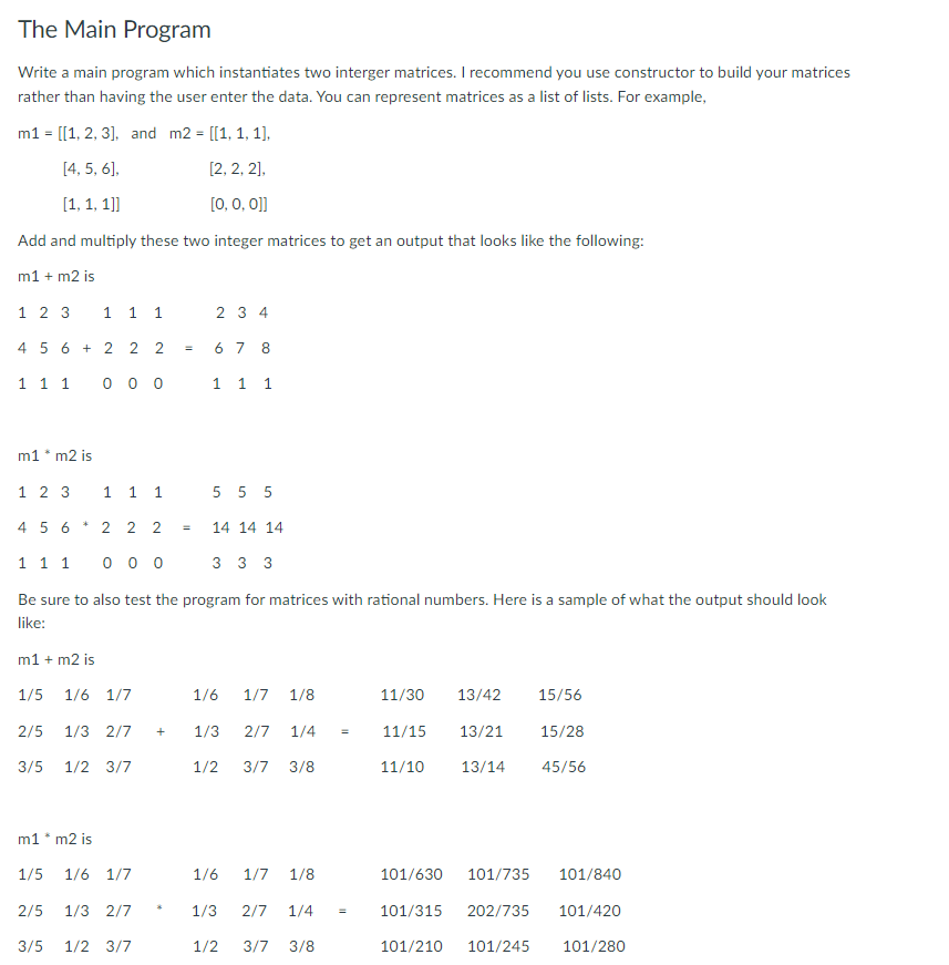 Solved Write a main program which instantiates two interger | Chegg.com
