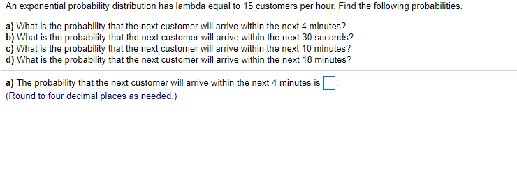Solved An exponential probability distribution has lambda | Chegg.com
