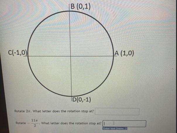 Solved B (0,1) C(-1,0) A(1,0) D(0,-1) Rotate 2. What letter | Chegg.com