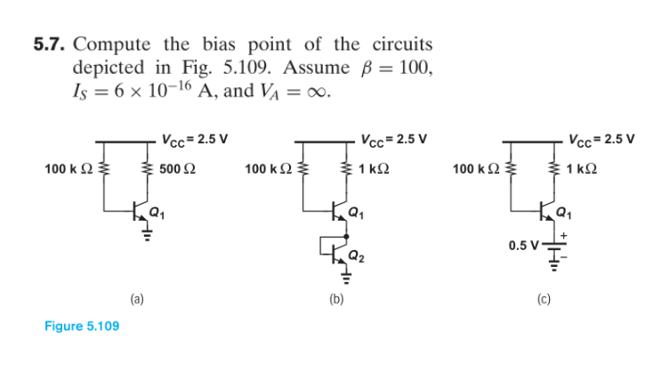 Solved 5.7. Compute the bias point of the circuits depicted | Chegg.com