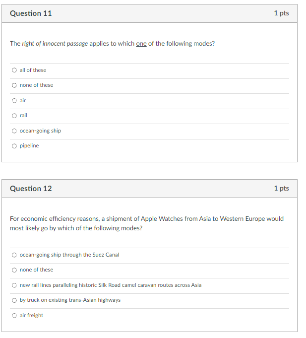 Solved The right of innocent passage applies to which one of | Chegg.com