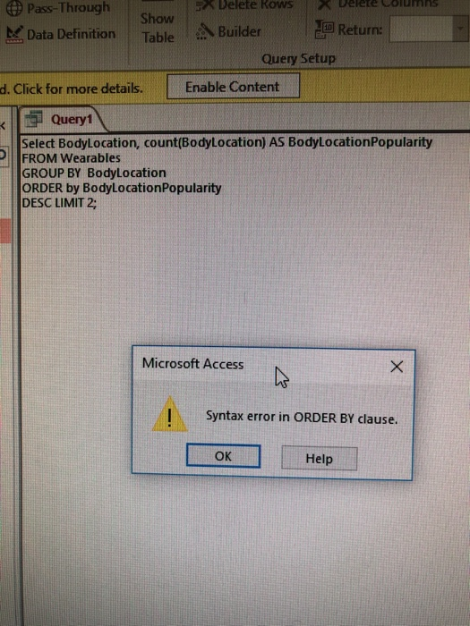 Solved Anyone know why I am getting an error as “syntax | Chegg.com