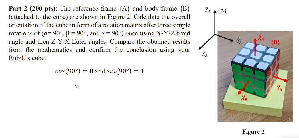 Solved ŻA *{A} Part 2 (200 pts): The reference frame {A} and | Chegg.com
