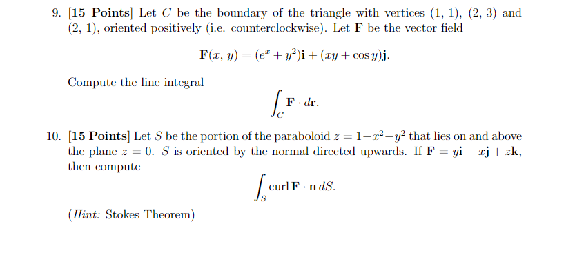 Solved 9. [15 Points) Let C be the boundary of the triangle | Chegg.com