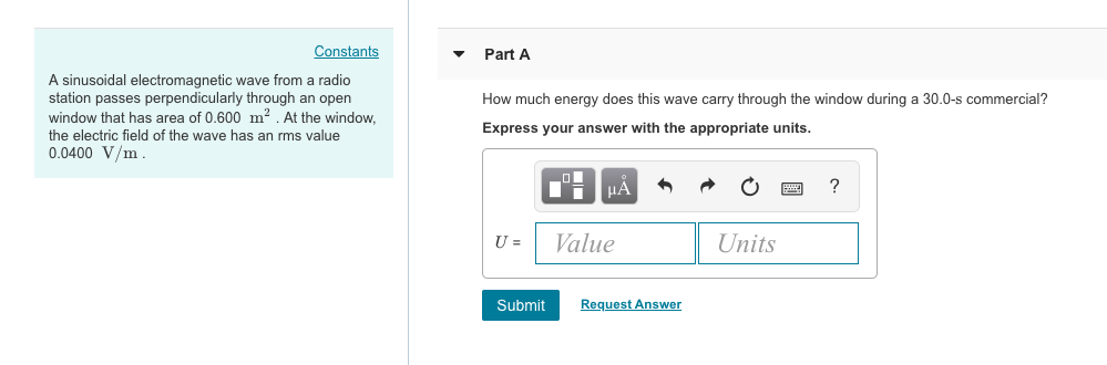 Solved Part A A sinusoidal electromagnetic wave from a radio | Chegg.com