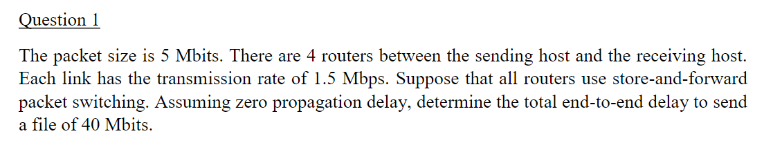 Solved The packet size is 5 Mbits. There are 4 routers | Chegg.com
