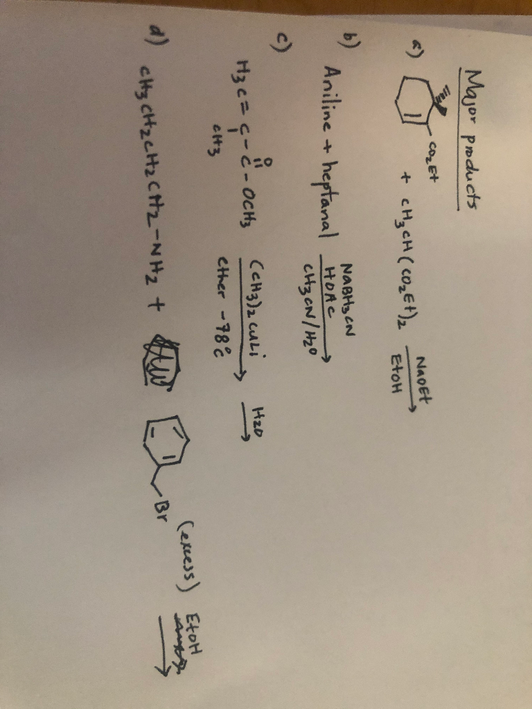 Solved Major products Cozet + CH₃ CH ( CO₂Et), Naoet Etoh b) | Chegg.com