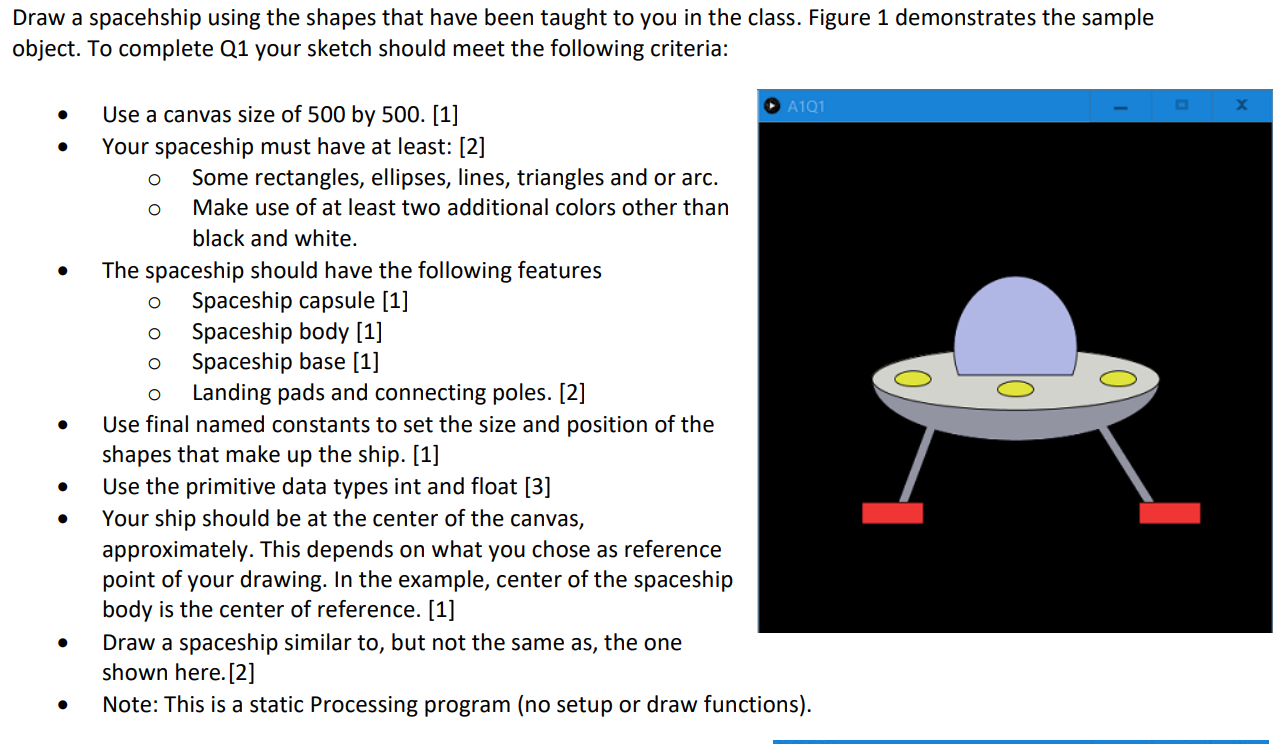 Solved Draw a spacehship using the shapes that have been | Chegg.com