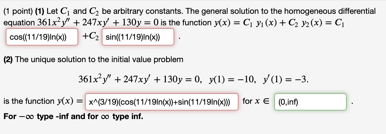 Solved (1) Let 𝐶1C1 and 𝐶2C2 be arbitrary constants. The | Chegg.com