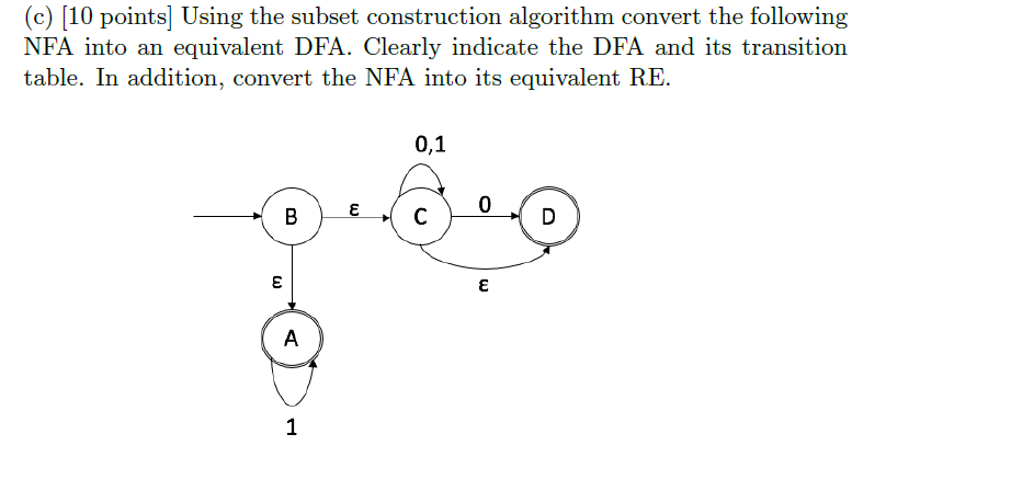 Solved C 10 Points] Using The Subset Construction