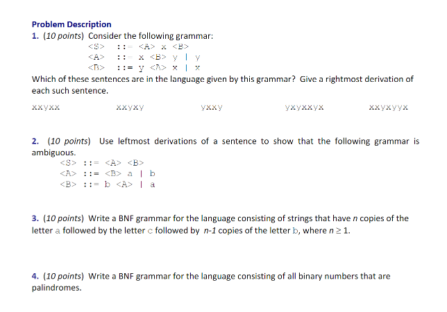 Solved Problem Description 1. (10 points) Consider the | Chegg.com