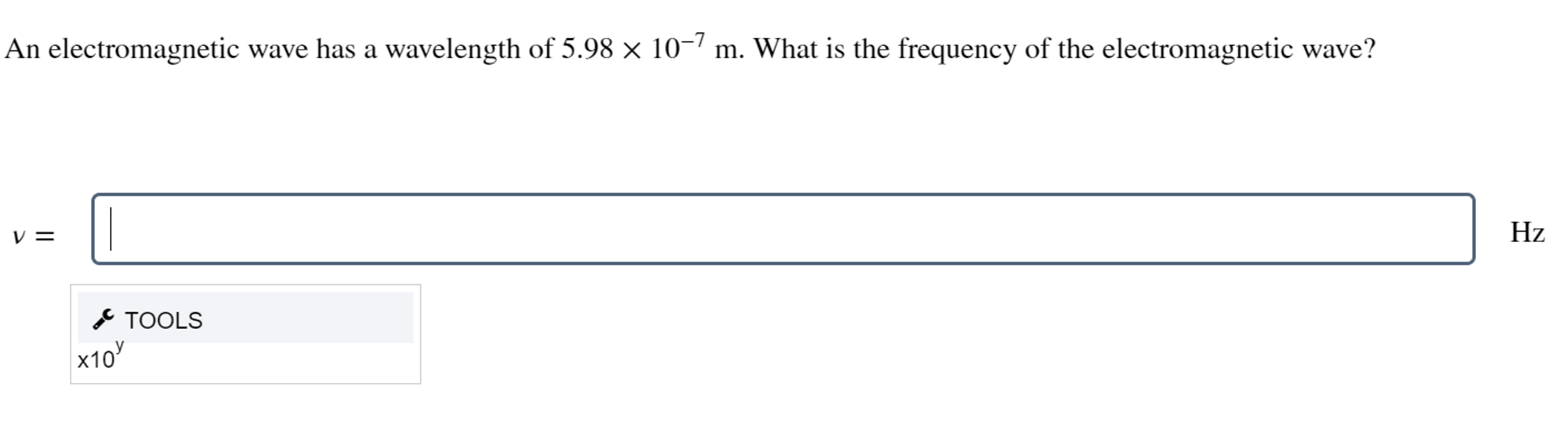 Solved An electromagnetic wave has a wavelength of | Chegg.com