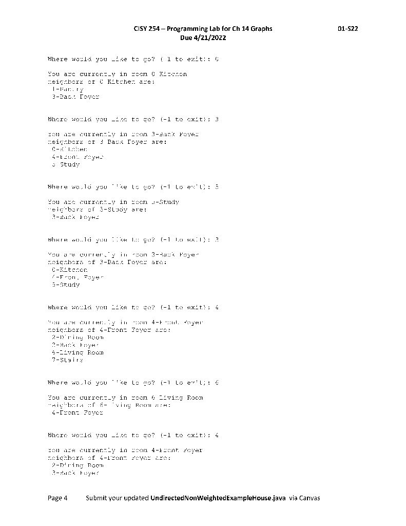 01-S22 CISY 254 – Programming Lab for Ch 14 Graphs | Chegg.com