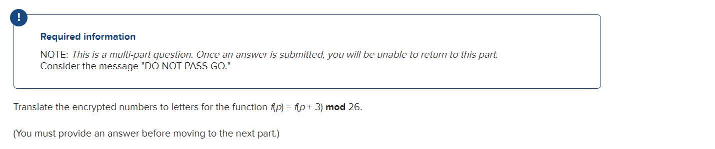 Solved ! Required information NOTE: This is a multi-part | Chegg.com