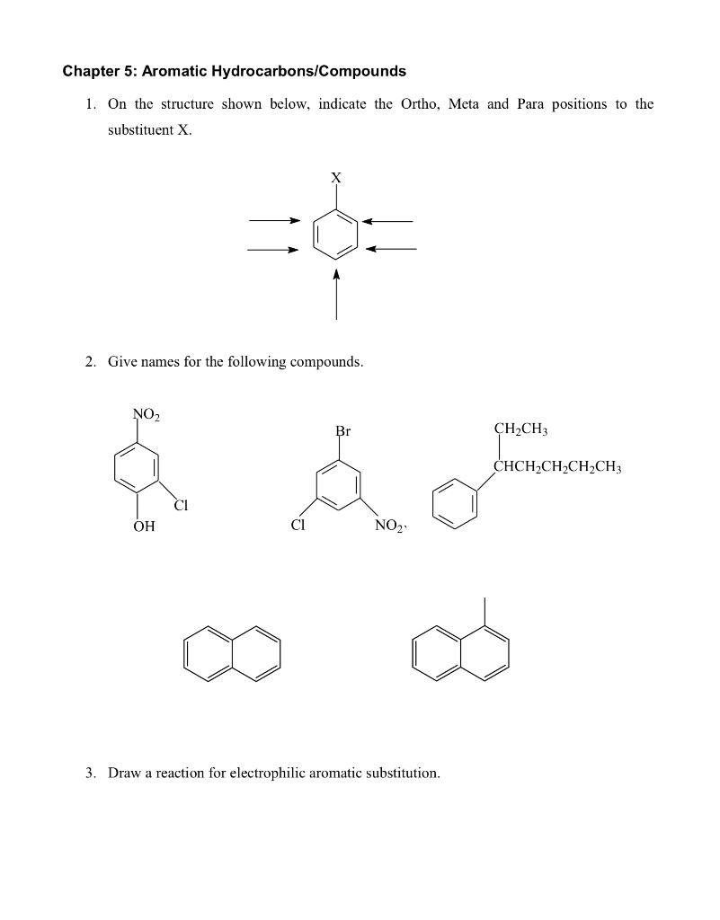 Solved Chapter 5: Aromatic Hydrocarbons/Compounds 1. On the | Chegg.com