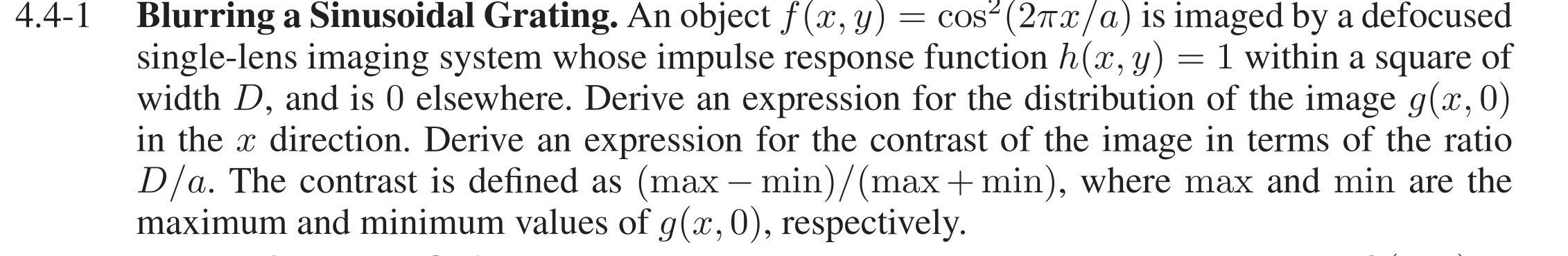 Solved Blurring a Sinusoidal Grating. An object | Chegg.com