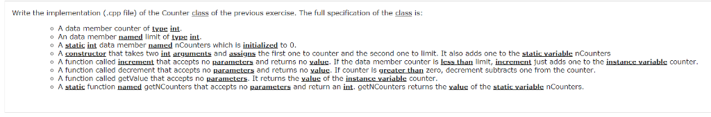 Solved Write The Implementation Cpp File Of The Counter