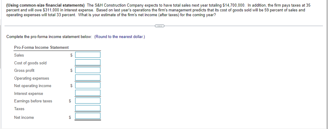 Solved (Using common-size financial statements) The S&H | Chegg.com
