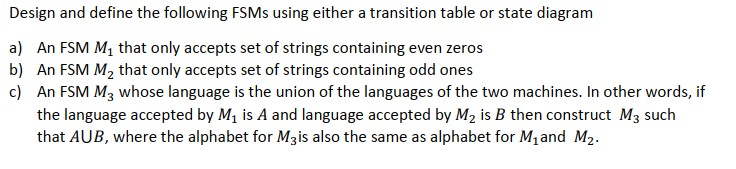 Solved Design and define the following FSMs using either a | Chegg.com