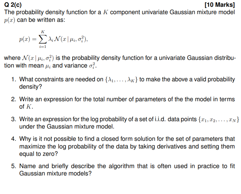 Solved Q 2(c) [10 Marks] The probability density function | Chegg.com