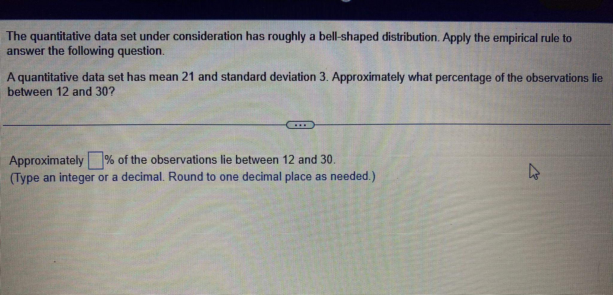 Solved The quantitative data set under consideration has | Chegg.com