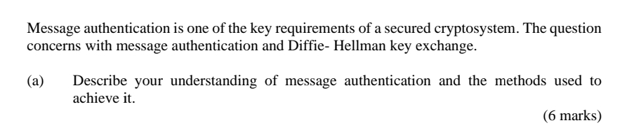Solved Message authentication is one of the key requirements | Chegg.com