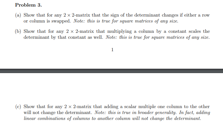 Solved Problem 3. (a) Show that for any 2 x 2-matrix that | Chegg.com