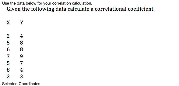 Solved Use the data below for your correlation calculation. | Chegg.com