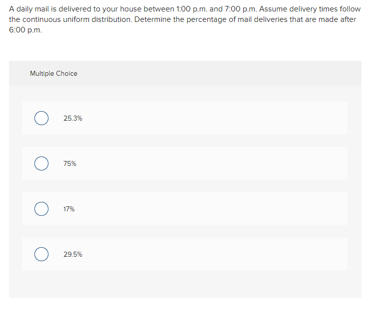 Solved A daily mail is delivered to your house between 1:00 | Chegg.com
