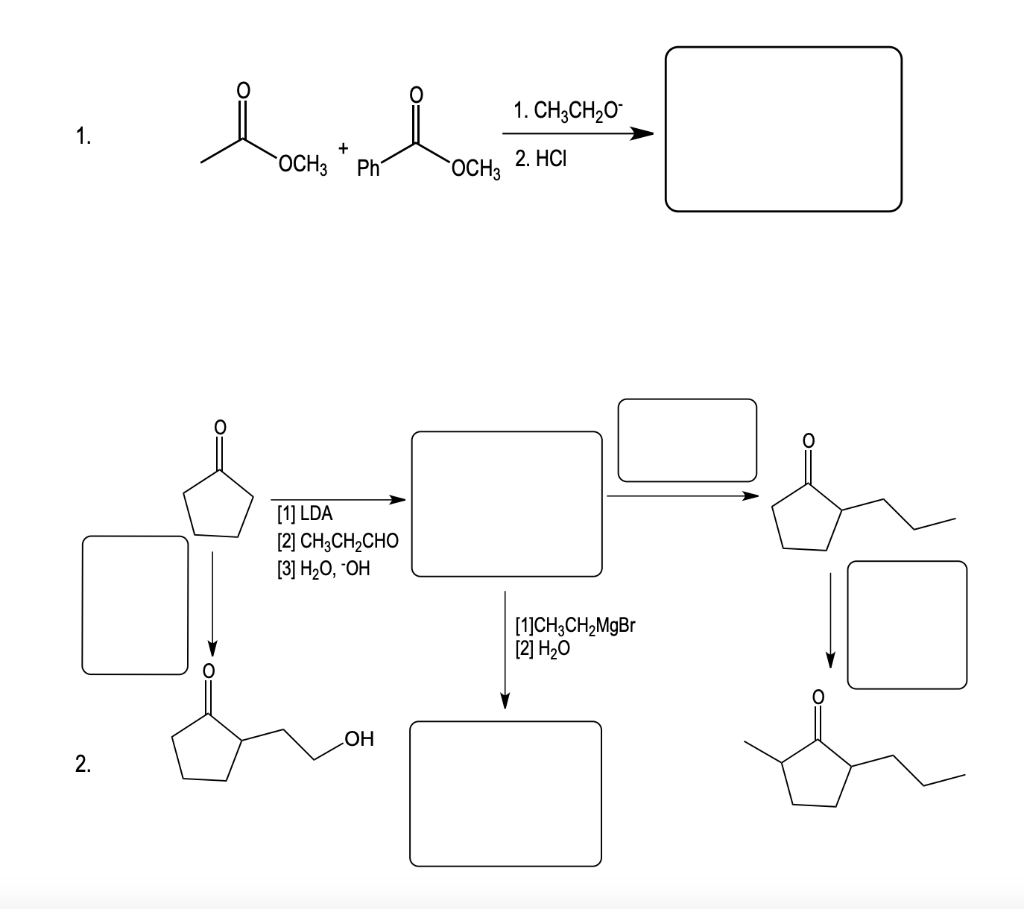 Solved 1. CH3CH20- 1. + COCH3 Ph OCH3 2. HCI 0= [1] LDA [2] | Chegg.com