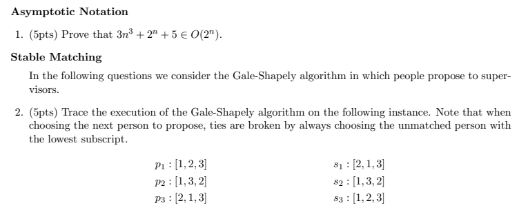 Solved Asymptotic Notation 1. (5pts) Prove that | Chegg.com