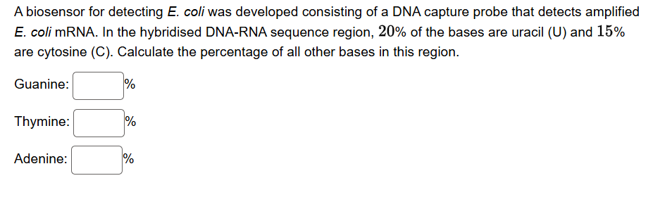 Solved Can someone help me with this? A biosensor for | Chegg.com